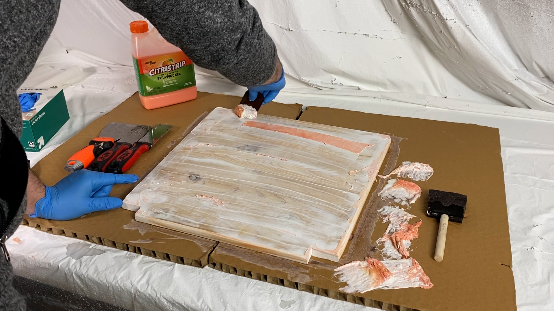 How to Strip Paint or Varnish Off Wood Using Citristrip Gel. - My ...